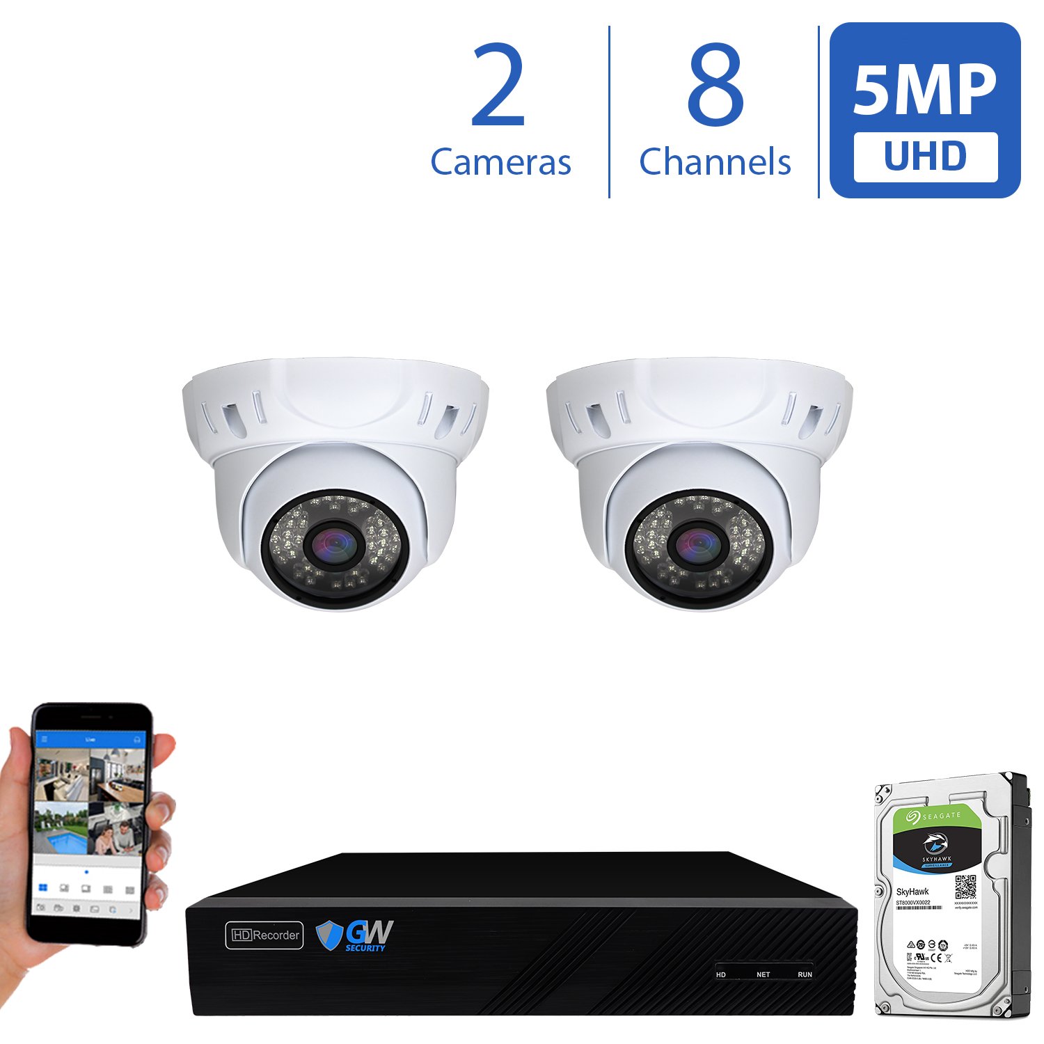 GW Security 8 Channel 5MP H.265 POE/IP Security Camera System, 8ch 4K ...